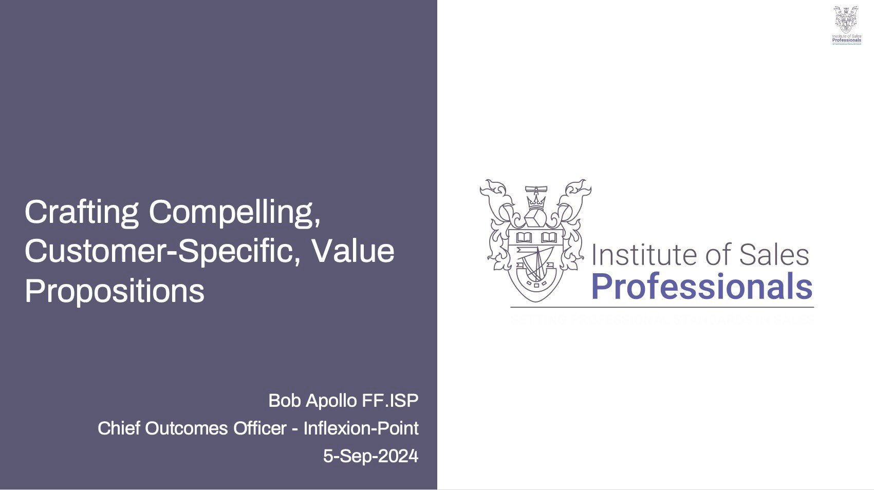 ISP Webinar - Customer-Specific Value Propositions 05092024